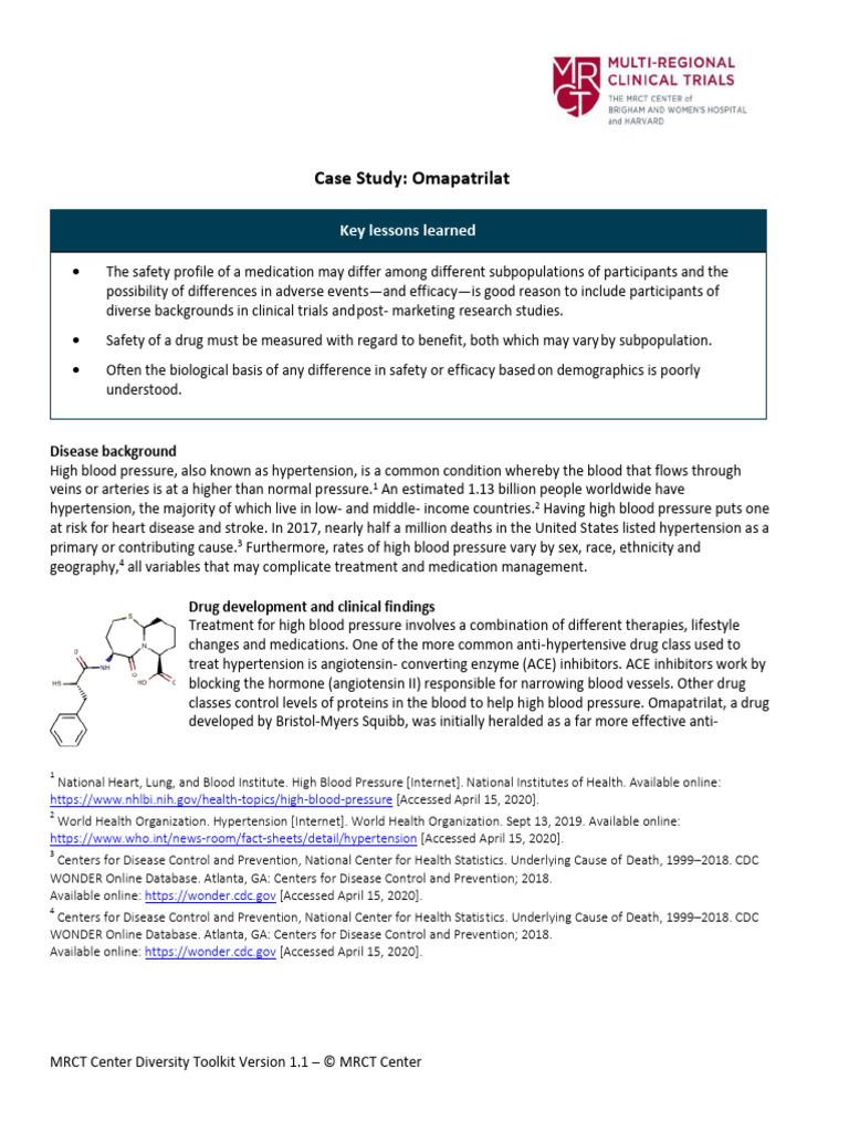 Omapatrilat Case Study Full | PDF | Hypertension | Blood Pressure