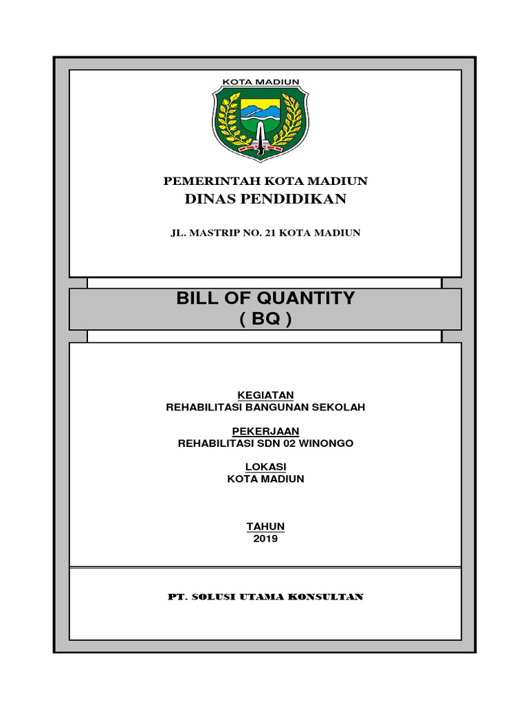 Contoh Bill of Quantity | PDF