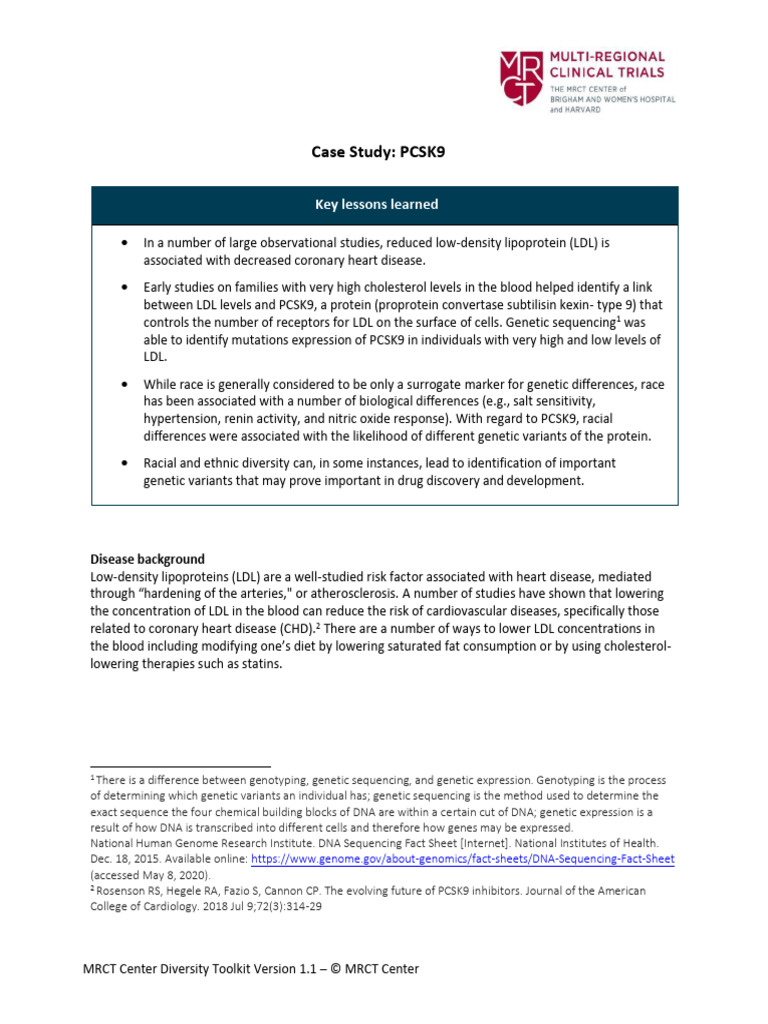 PCSK9-Case-Study-full | PDF | Low Density Lipoprotein | Hypercholesterolemia