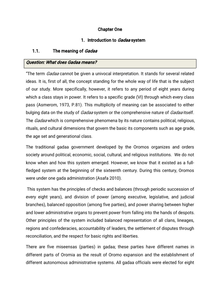Understanding the Gadaa System | PDF