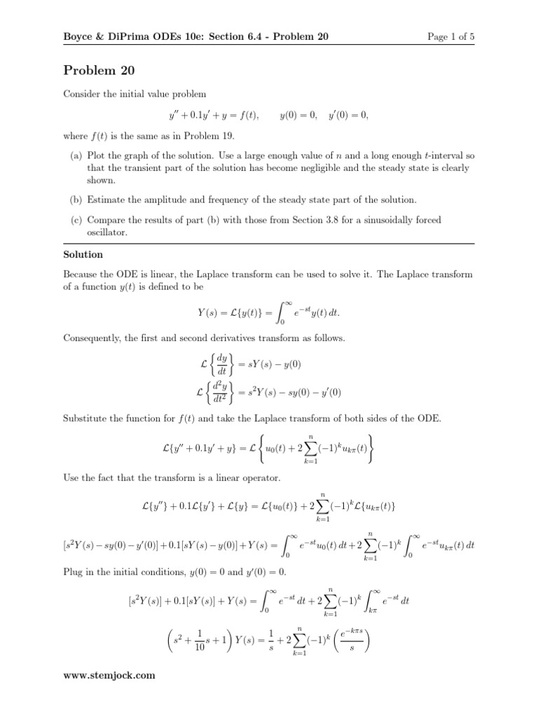 BoyceODEch6s4p20 | PDF | Amplitude | Ordinary Differential Equation