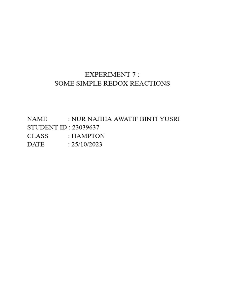 Lab Report Experiment 7 Najiha Awatif | PDF
