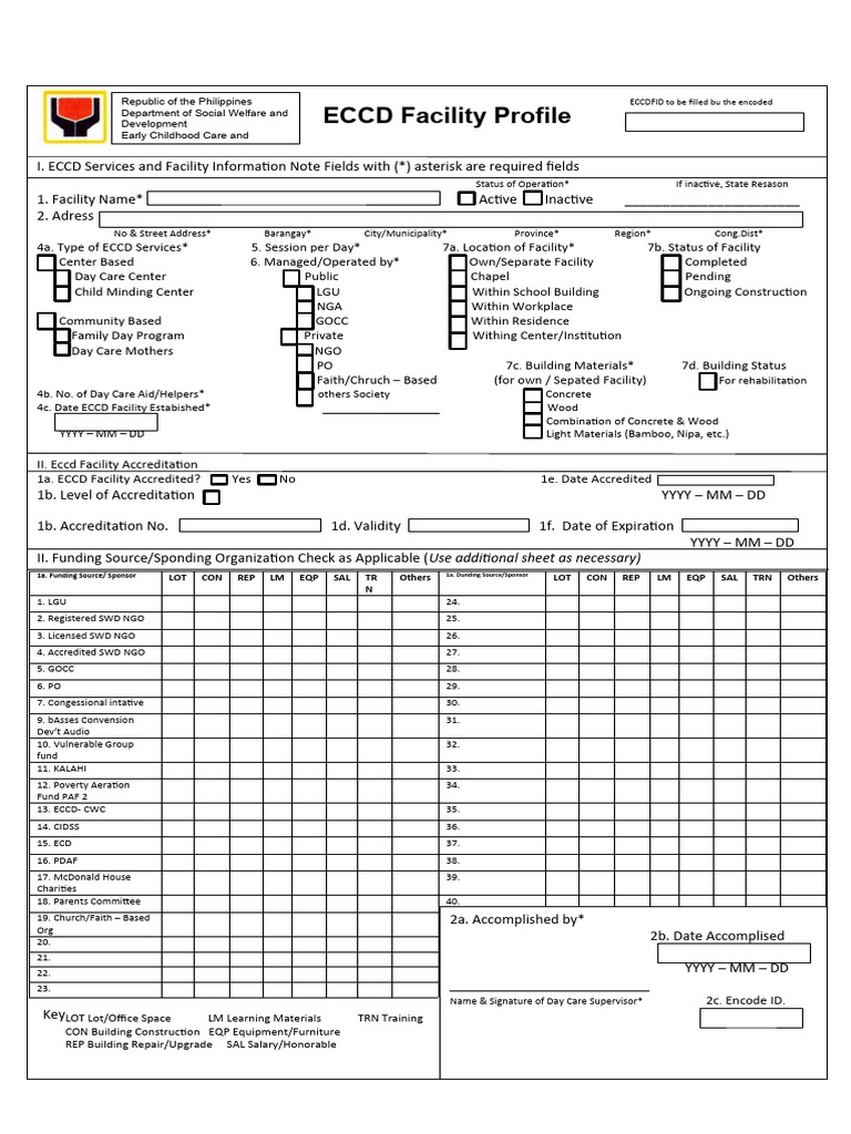 FC - Eccd Facility Profile 2021 | PDF | Family | Childhood