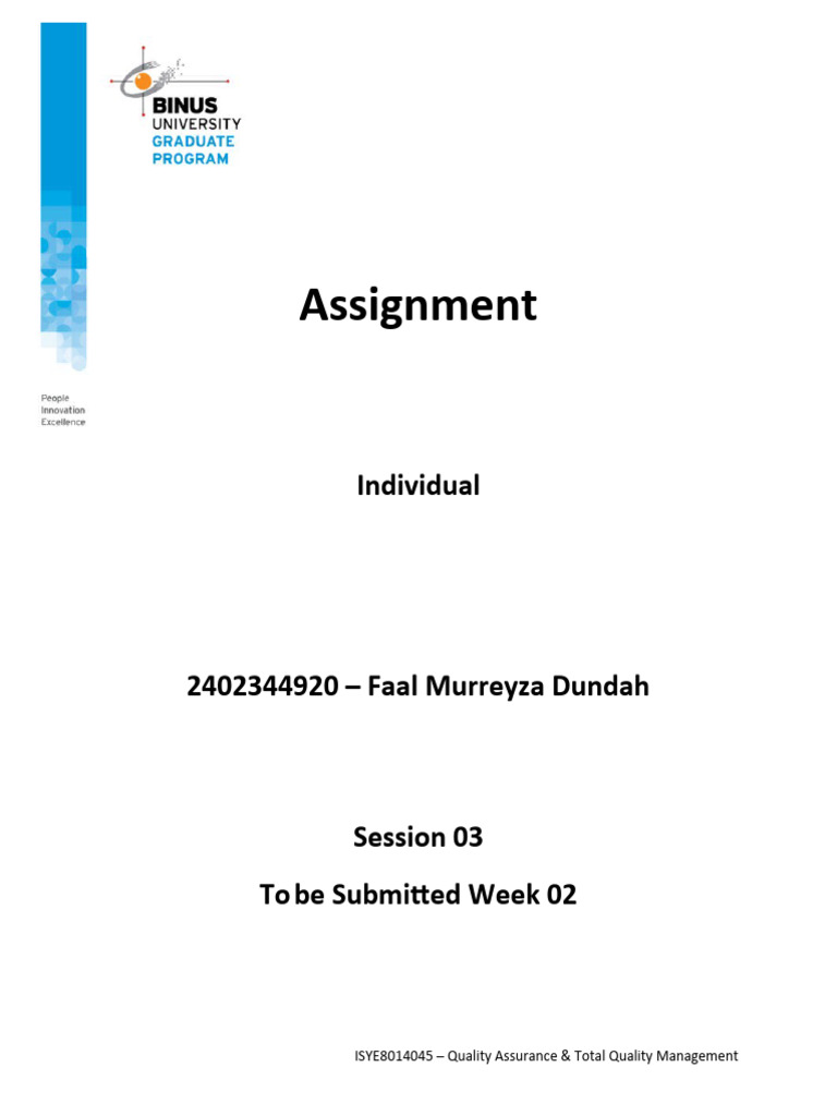 Individual Assignment TP 1 - TQM - Faal MD | PDF | Economies