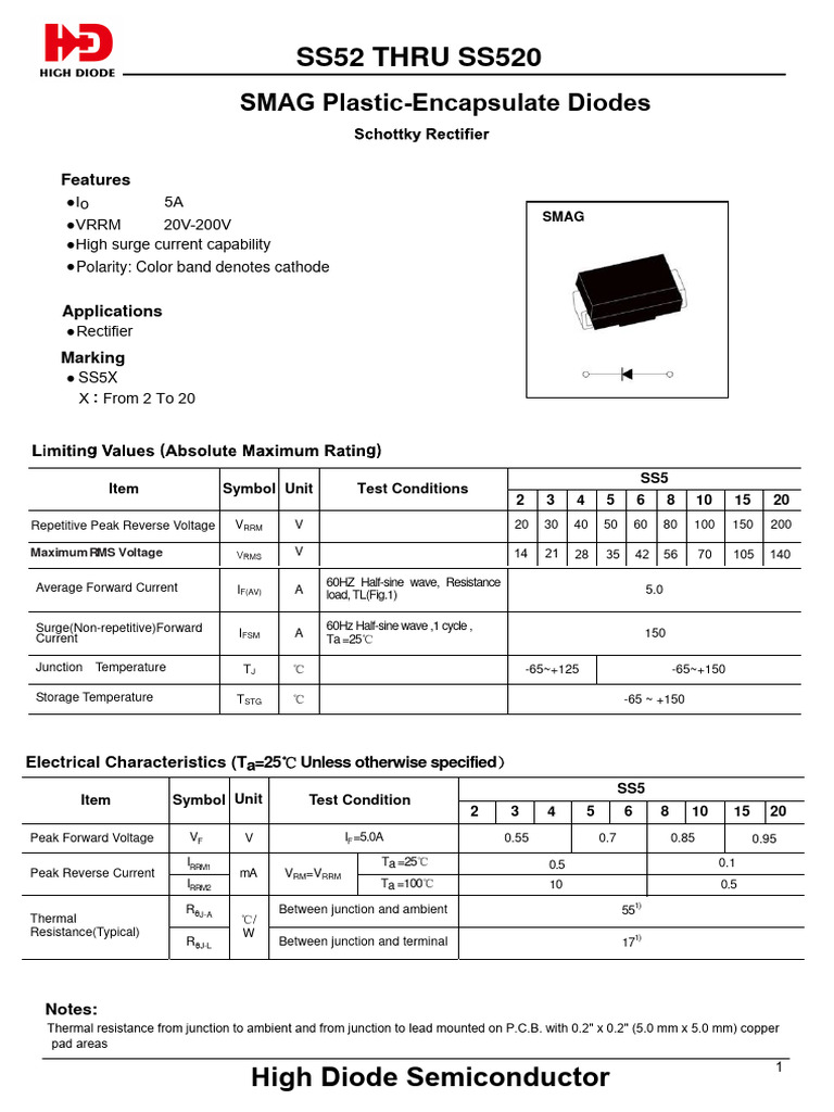 1912171424_High-Diode-SS56_C466505 | PDF | Diode | Rectifier