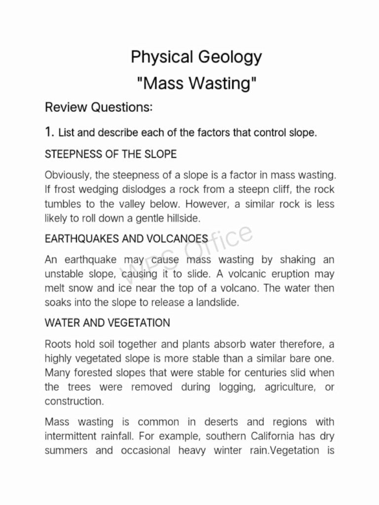 Mass Wasting | PDF