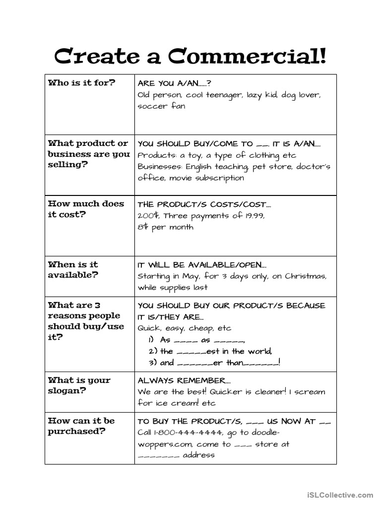 Create a Commercial | PDF