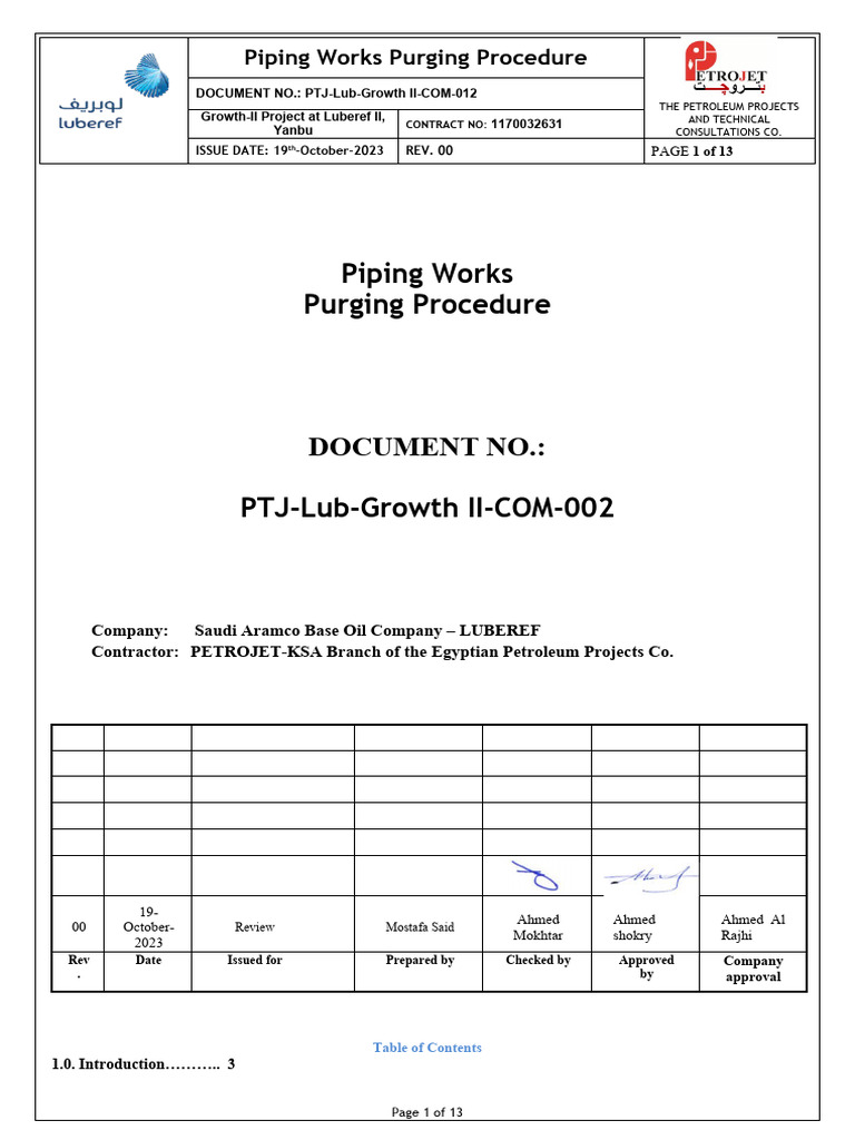 Piping Purging Guide for Engineers | PDF | Technology & Engineering