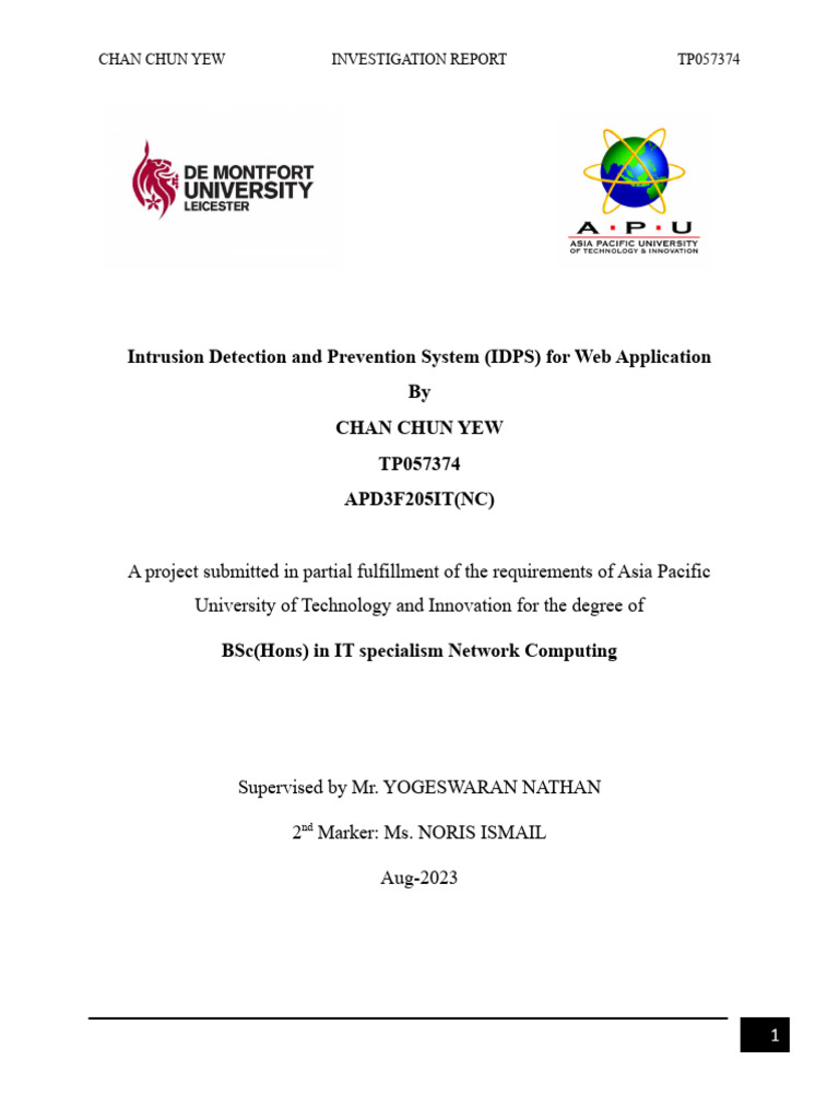 IR Report (Chan Chun Yew Tp057374) | PDF | Security | Computer Security