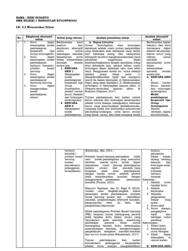 LK. 2.2 Menentukan Solusi Komplit Heri 2022 | PDF