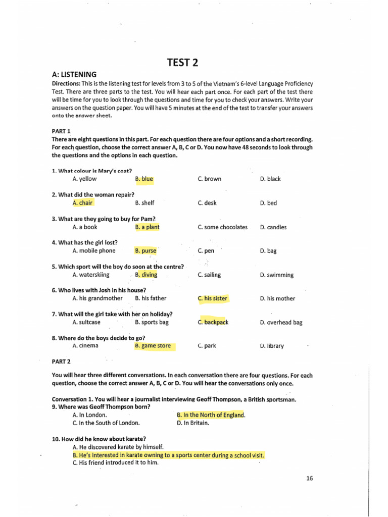 Test 2 Listening Reading | PDF