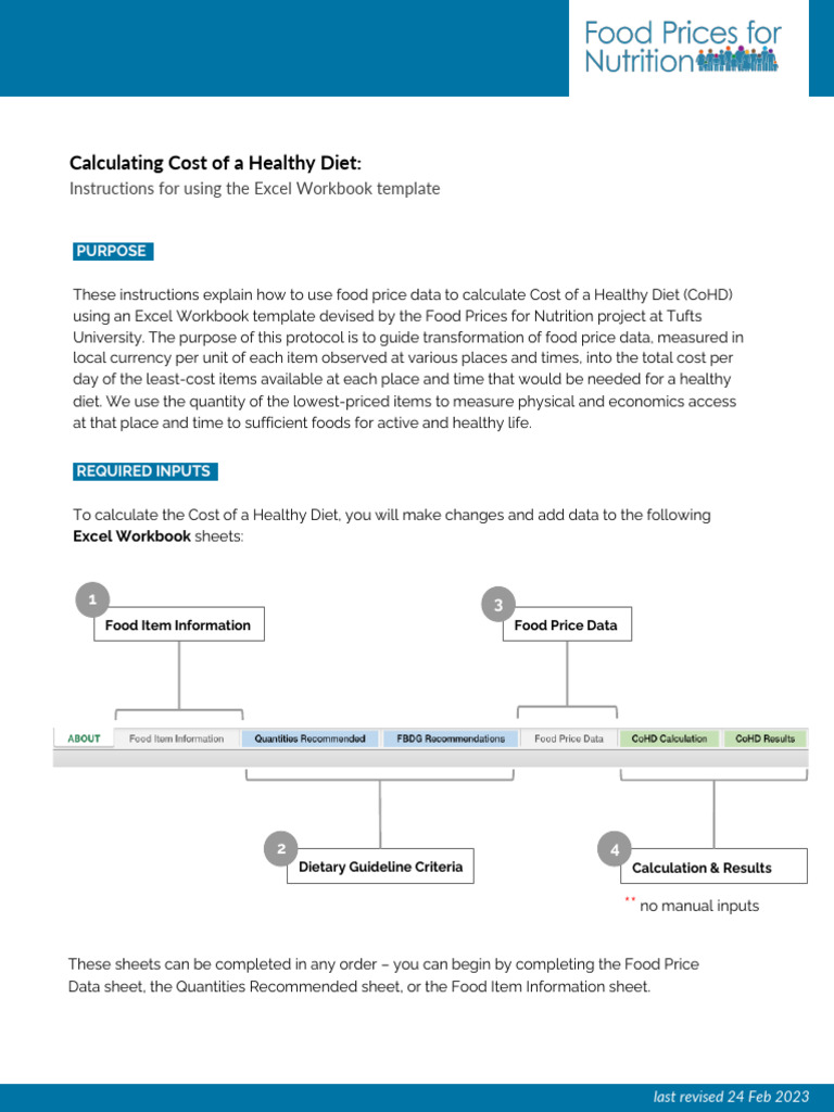 CostofHealthyDiet Instructions V4 | PDF | Diet & Nutrition | Diet ...
