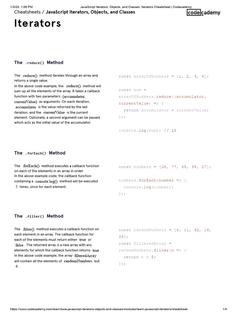 JavaScript Iterators and Methods Guide | PDF