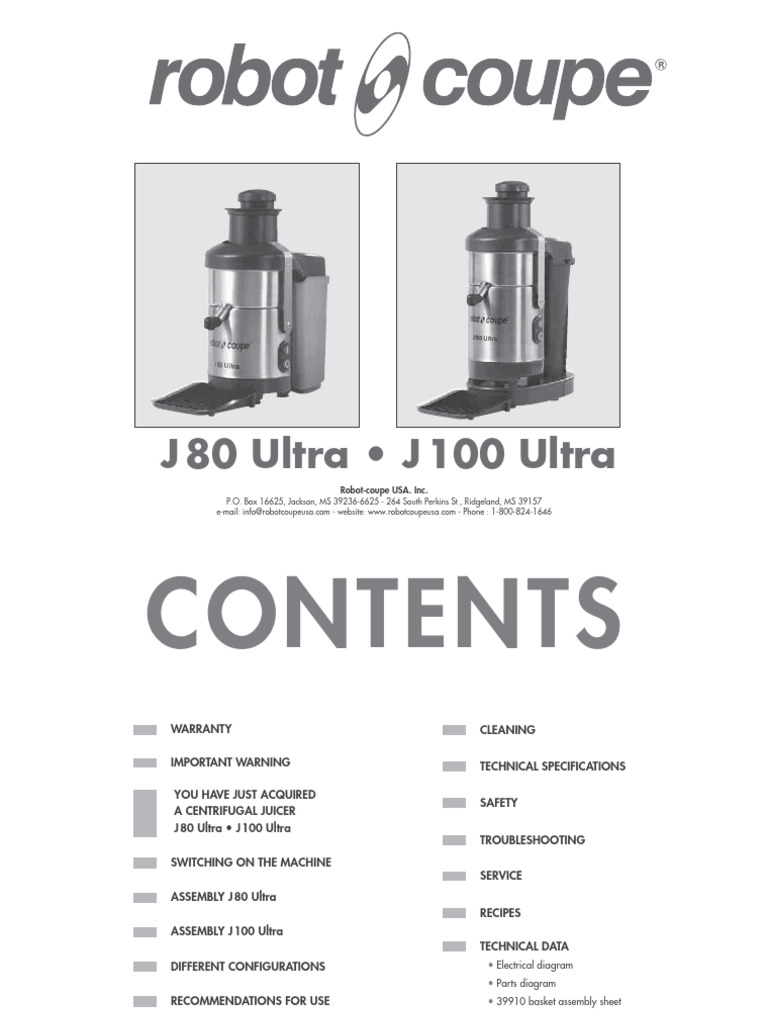 J80 Ultra & J100 Ultra Juicer Guide | PDF | Fruit | Vegetables