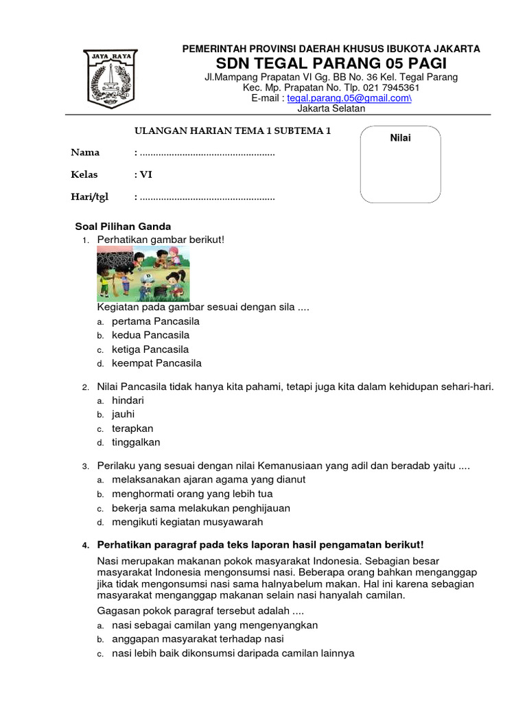 Ulhar Tema 1 Subtema 1 Kelas 6 Pdf