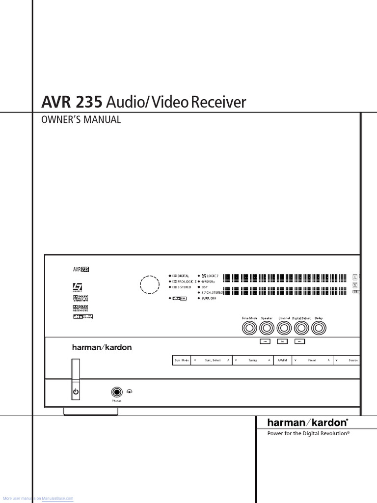 Manual Harman-Kardon AVR 235 | PDF | Video | Loudspeaker