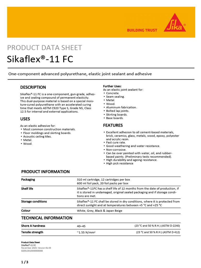 Sikaflex - 11 FC | PDF | Paint | Adhesive Sikaflex - 11 FC | PDF | Paint | Adhesive