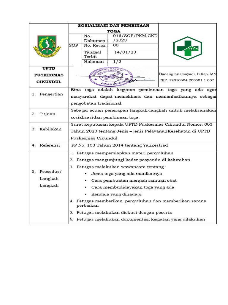 Sop Pembinaan Toga | PDF | Sains & Matematika