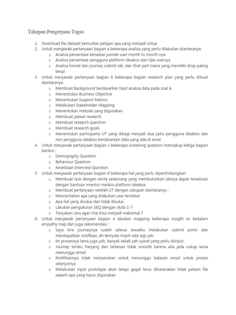 Tahapan Pengerjaan Tugas UX Reseacher | PDF