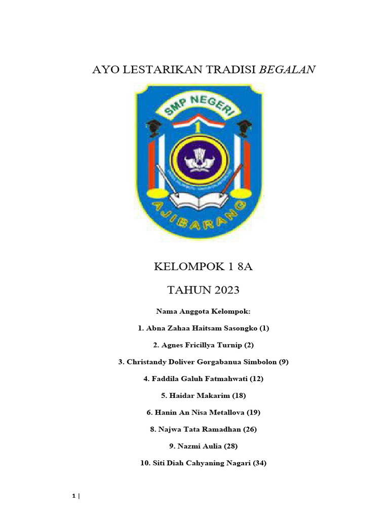 Karya Tulis Begalan - Kelompok 1 - 8a | PDF