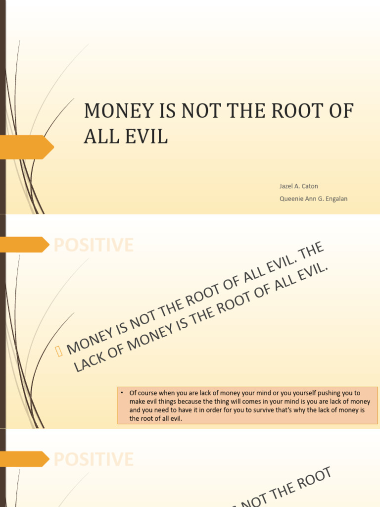 Jazel and Queenie MONEY IS NOT THE ROOT OF ALL EVIL | PDF