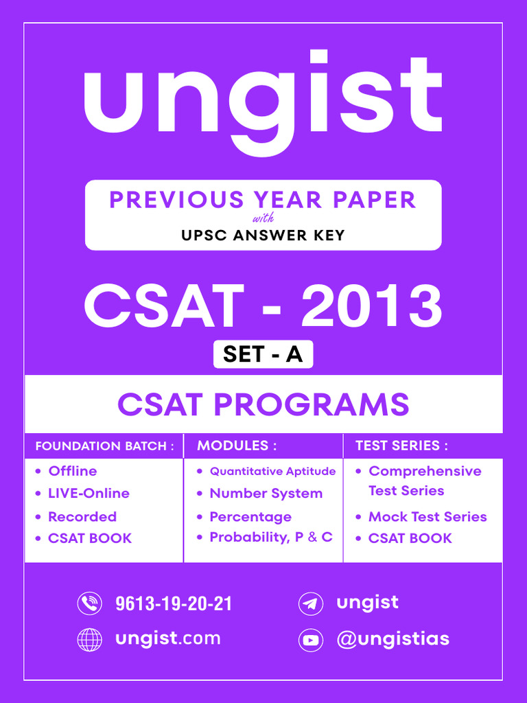 UPSC CSAT 2013 Question Paper With Answer Key | PDF | Eutrophication ...