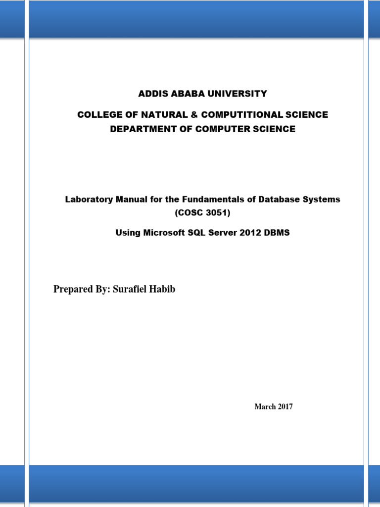 Instructors Manual For Practical Laborat | PDF | Relational Database | Microsoft Sql Server