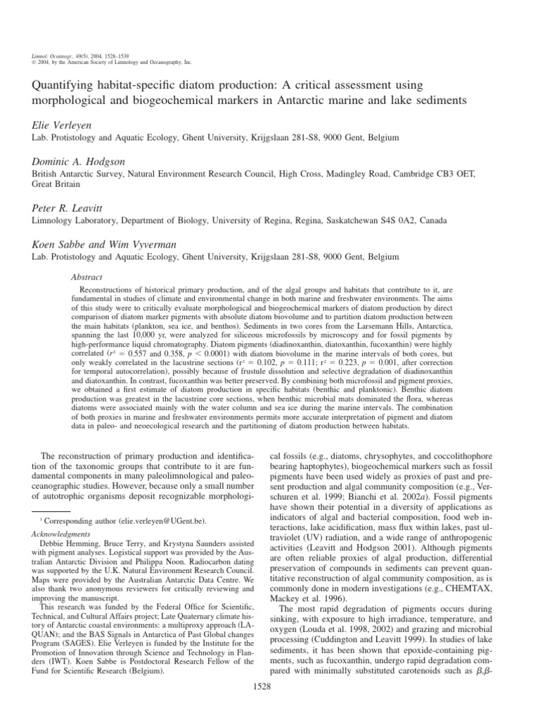 Verleyen Et Al 2004c | PDF