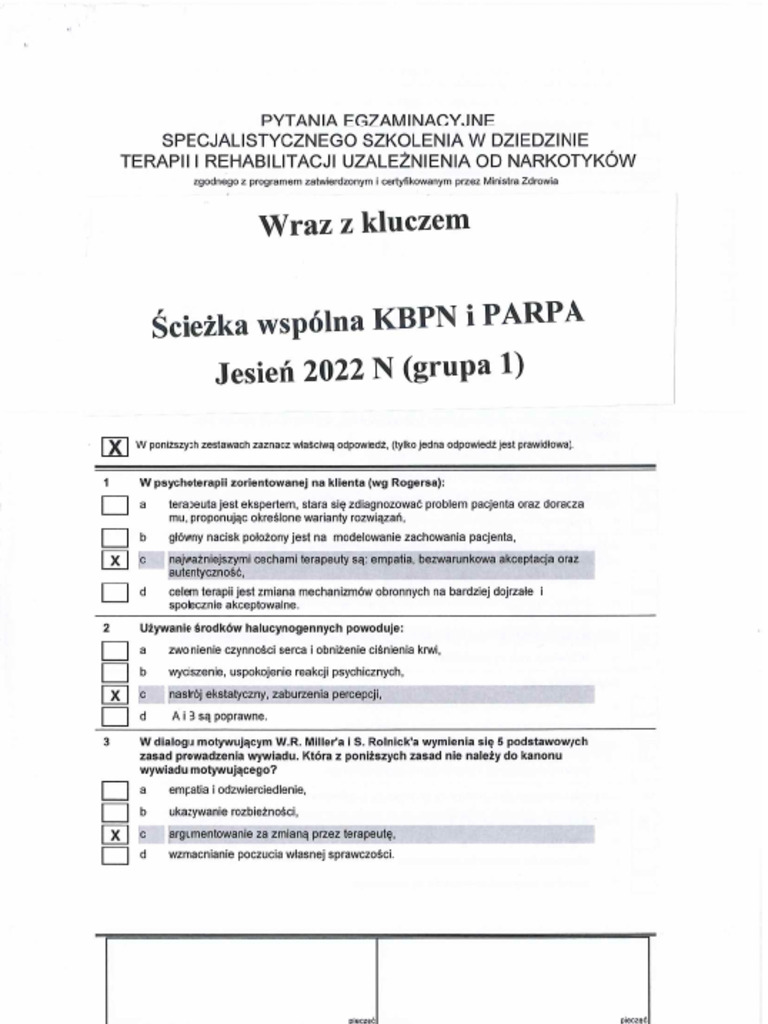 Testy Z Egzaminu Sciezki Wspolnej KBPN I PARPA Sesja Jesien 2022 | PDF