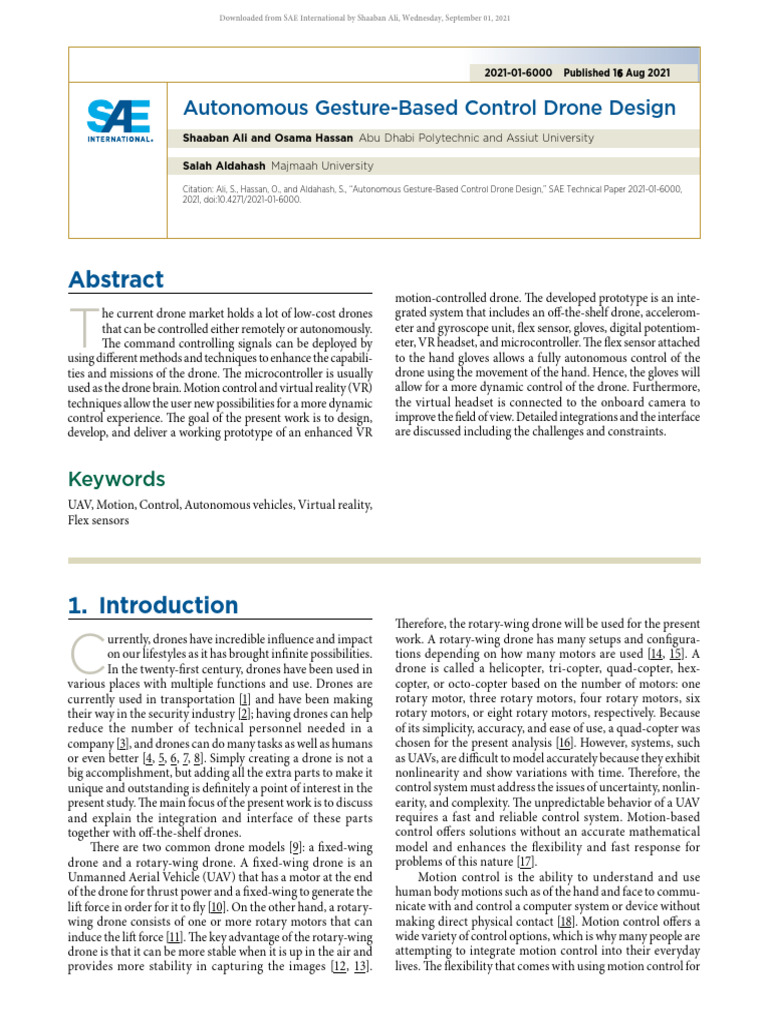 SAE Technical 2021-01-6000 | PDF | Unmanned Aerial Vehicle | Accelerometer
