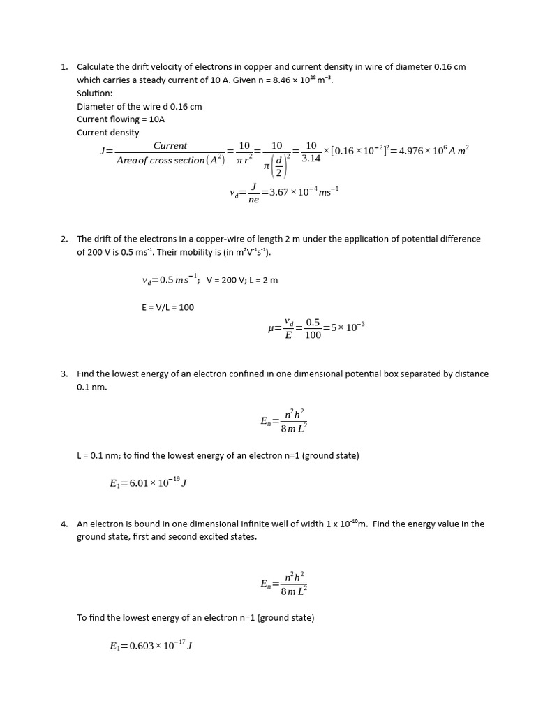 Numericals | PDF | Electron | Energy Level