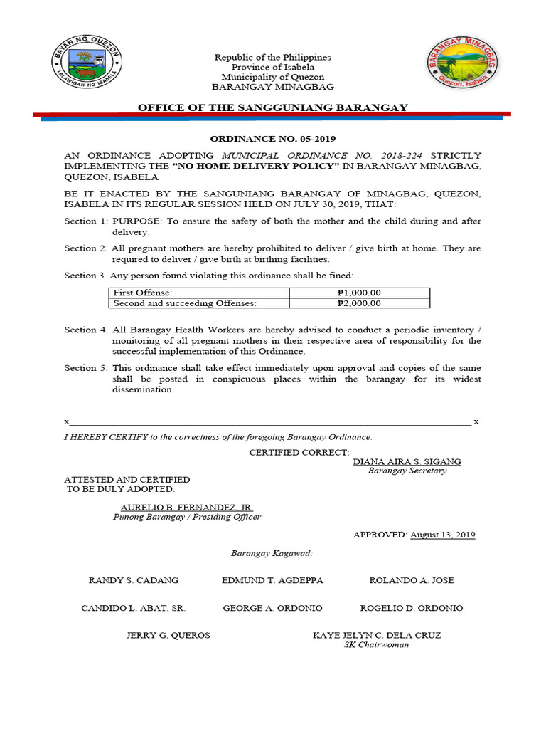 ORDINANCE#2019-05 No Home Delivery | PDF | Government | Justice