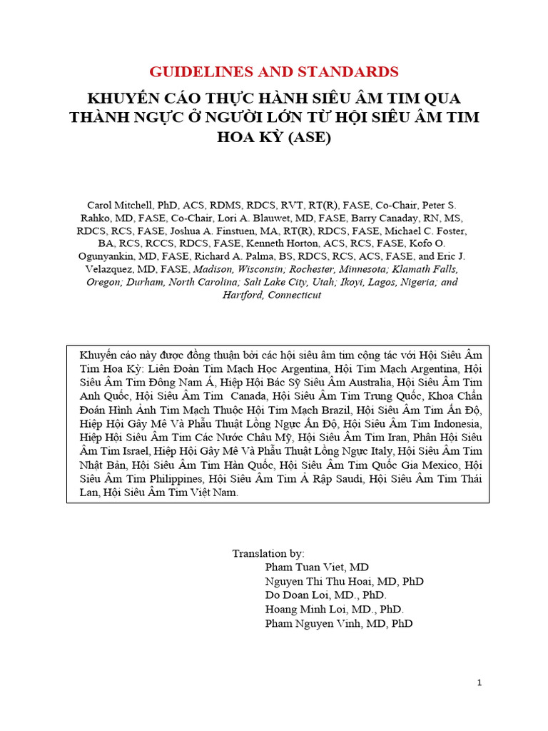 ASE Guidelines For Transthoracic Echo in Adults Vietnamese Compressed | PDF