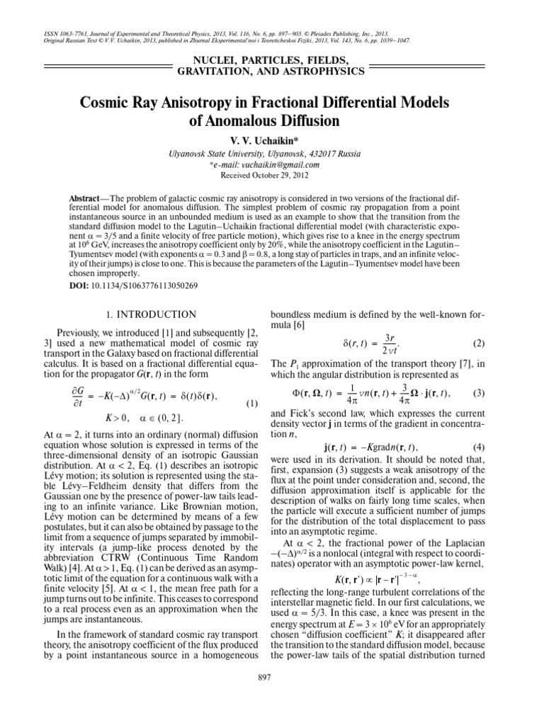 Uchaikin - Cosmic Ray Anistropy in Fractional Differential Models of Anomalous Diffusion 2013 ...