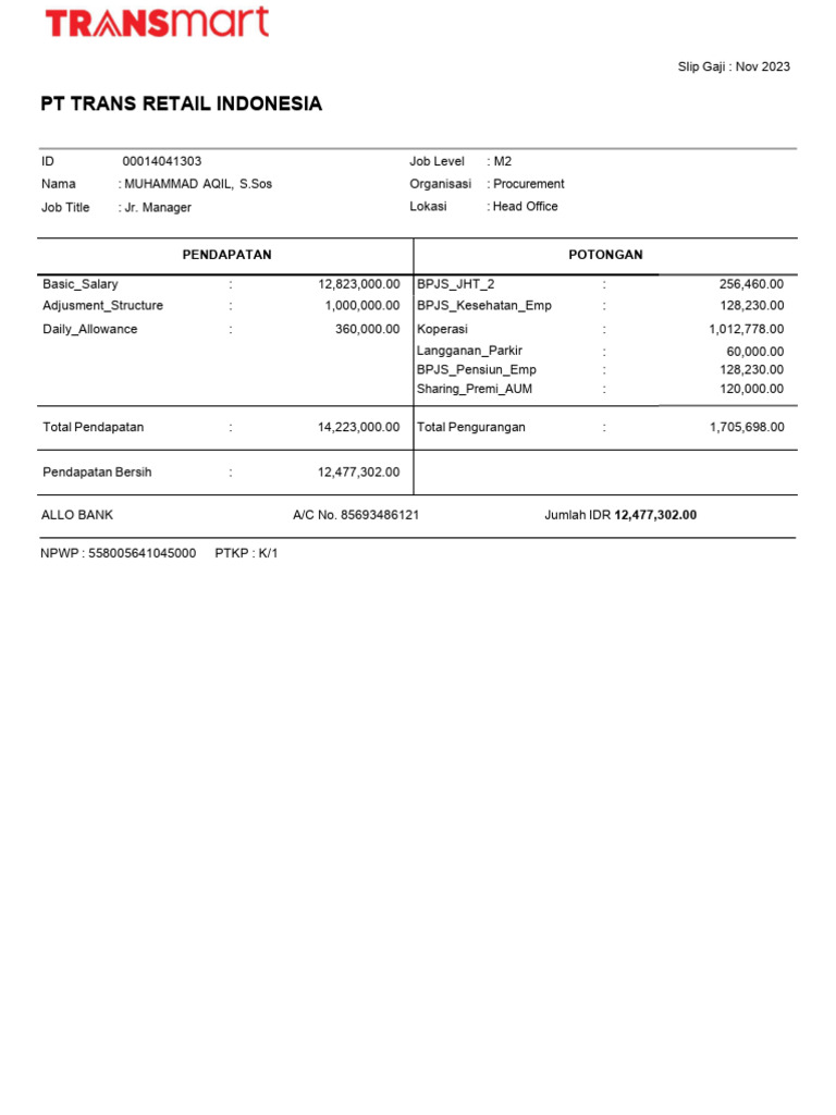 PT Trans Retail Indonesia | PDF