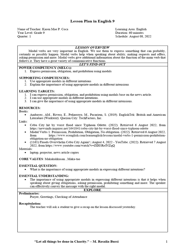 Demo- Lesson Plan | PDF | Linguistics | Grammar