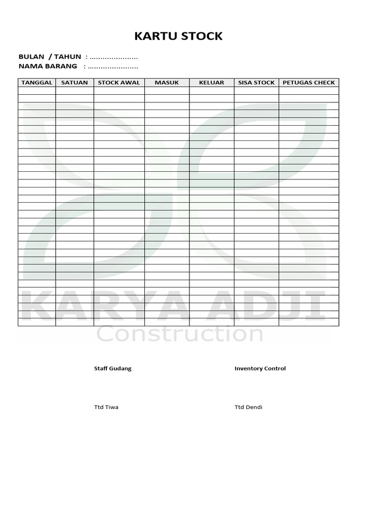 Kartu Stock Opname Gudang | PDF | Pengelolaan Keuangan & Uang