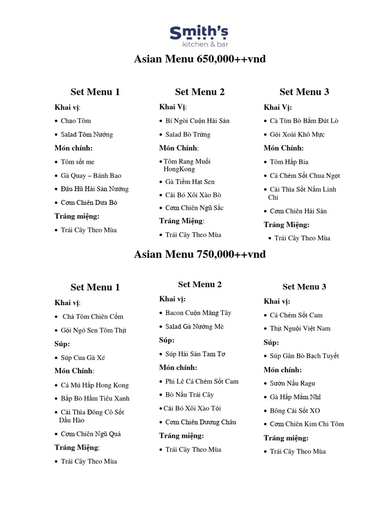 Asian Set Menu Update 18.12 | PDF