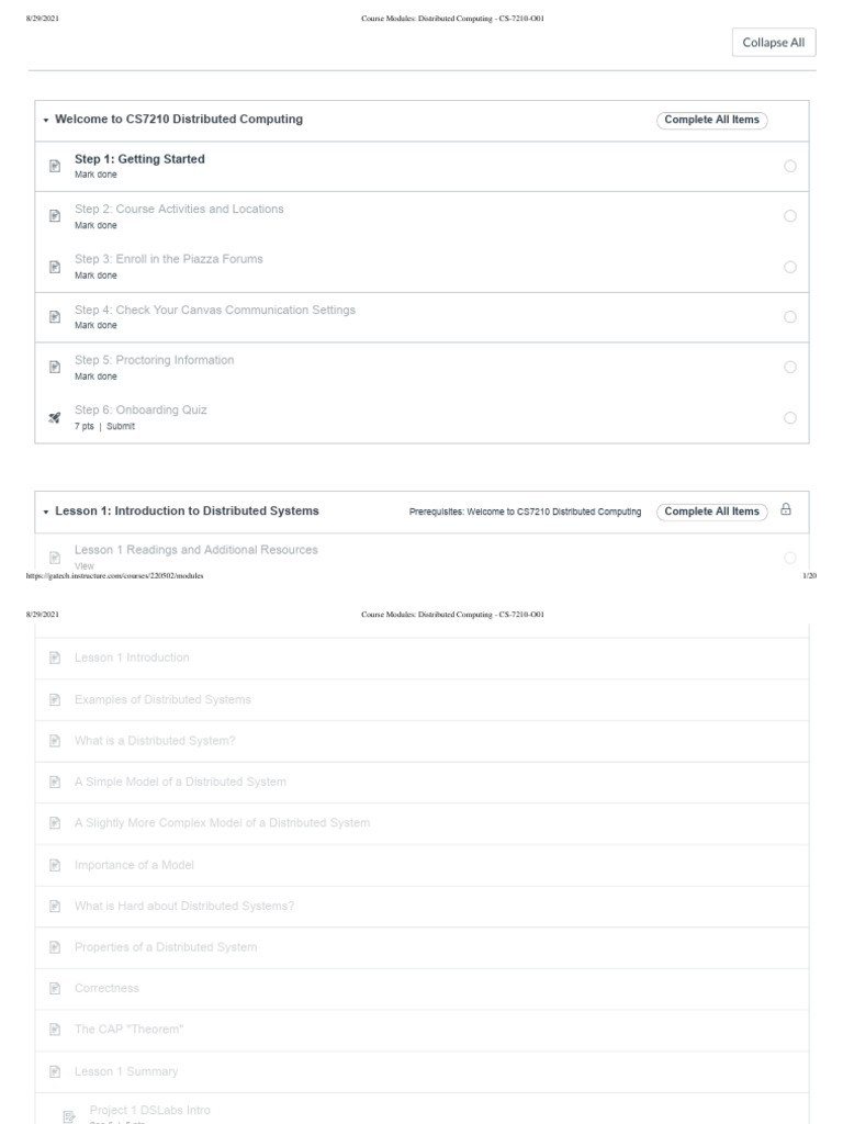 Course Modules - Distributed Computing - CS-7210-O01 | PDF | Distributed Computing | Map Reduce