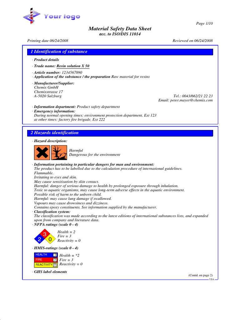 MSDS | PDF | Dangerous Goods | Toxicity