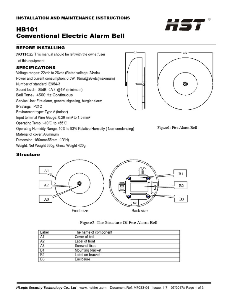 HB101-Con-fire-bell-manual | PDF | Electrical Wiring | Power Supply
