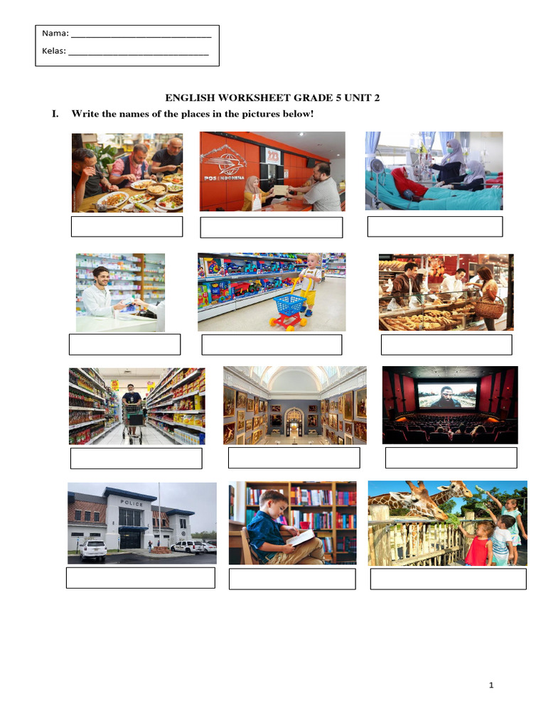 English Worksheet Grade 5 Unit 2 | PDF