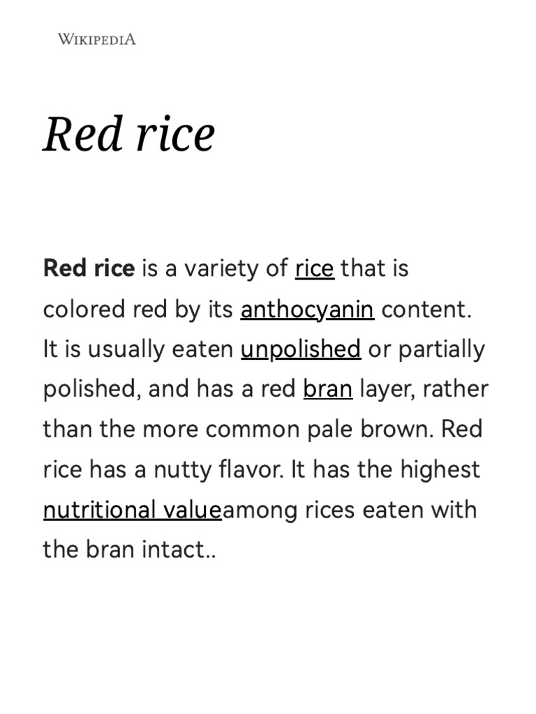 Red Rice - Wikipedia | PDF