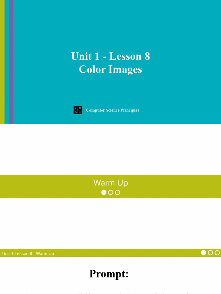 Unit 1, Lesson 8 - Color Images | PDF | Teaching Methods & Materials