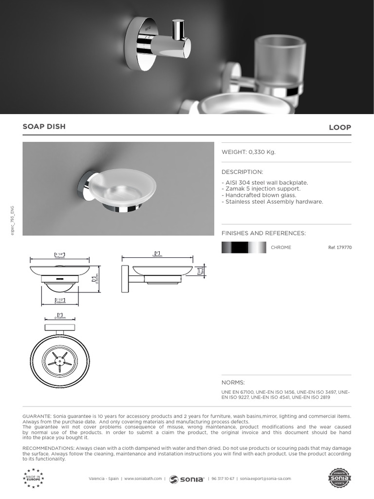 Soap Dish Specifications and Care Guide | PDF