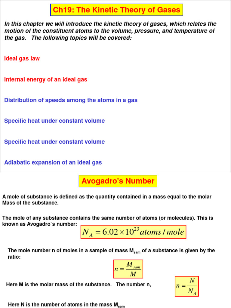 CH 19 The Kinetic Theory of Gases | PDF | Science & Mathematics