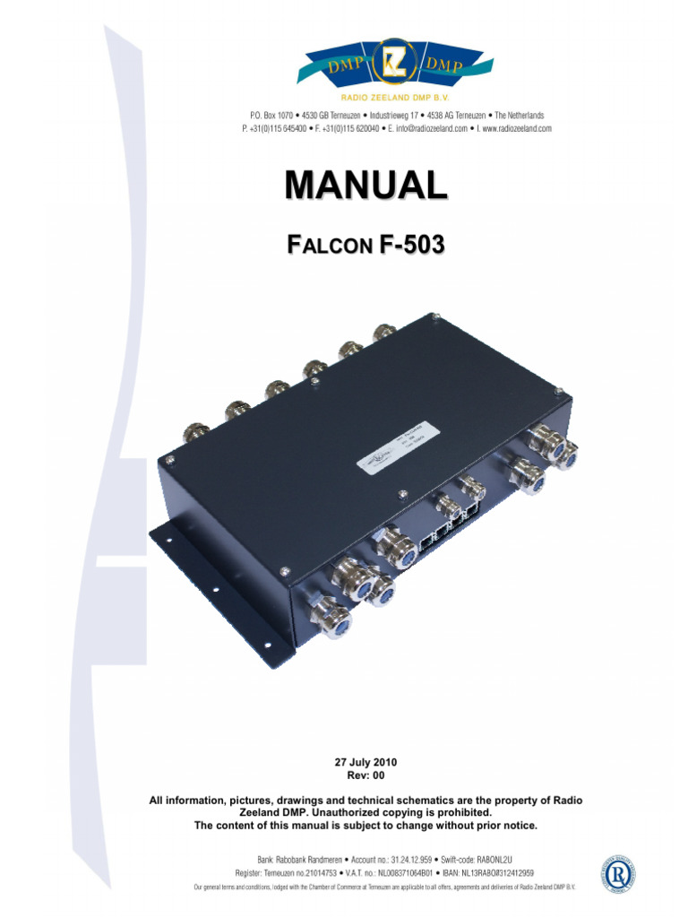 Manual Falcon f-503 - Radio Zeeland DMP | PDF