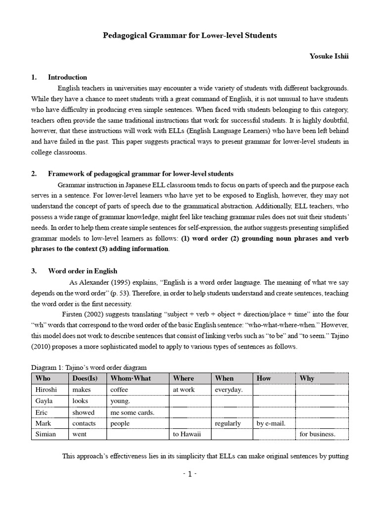 Pedagogical Grammar For Lower Level Stud | PDF | English Language | Verb