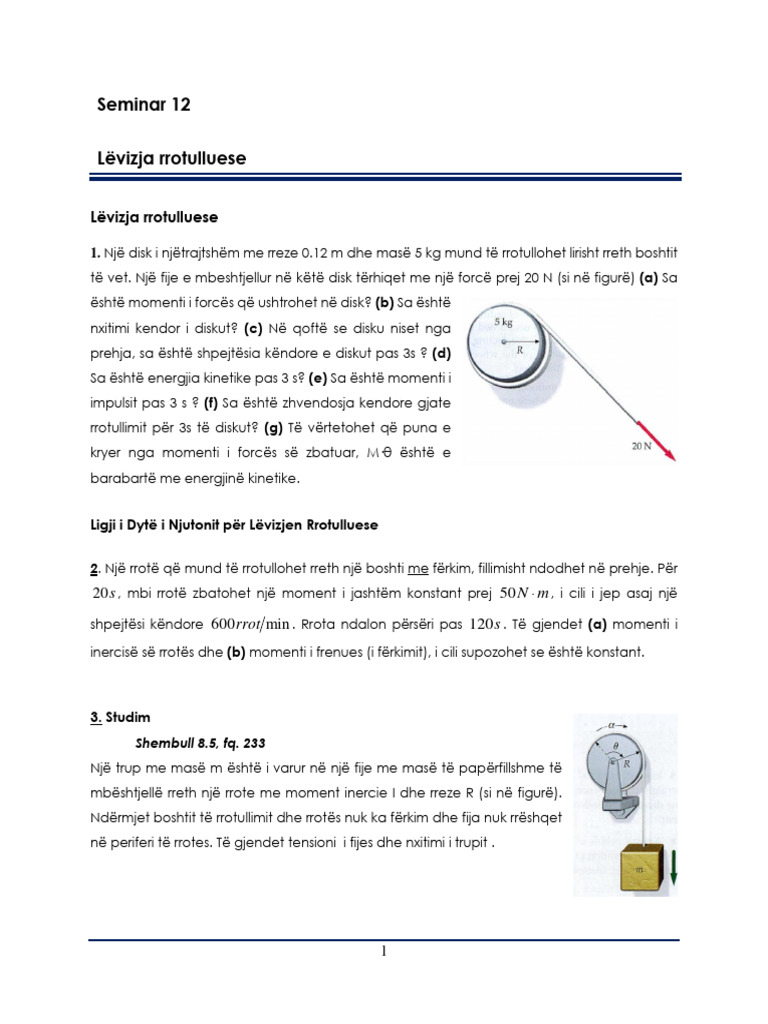 Seminar 12 Fizike 1 Formulime | PDF
