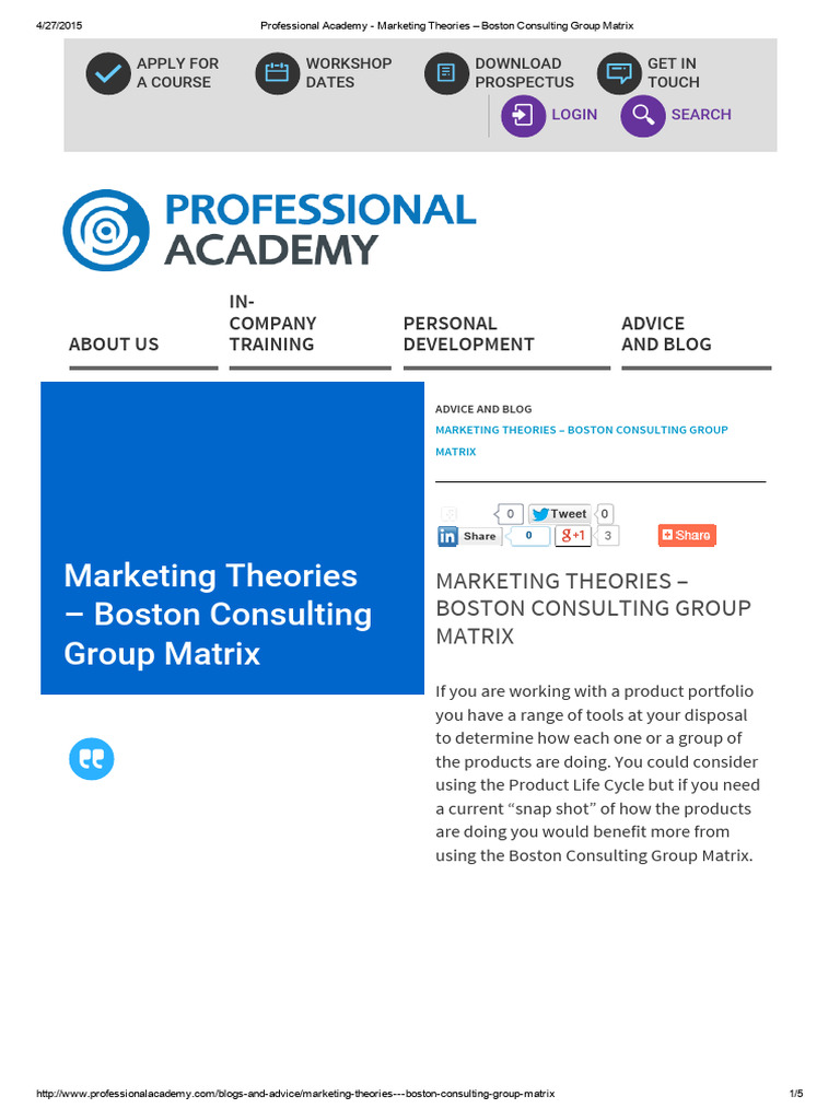 Professional Academy - Marketing Theories - Boston Consulting Group Matrix | PDF | Economies ...